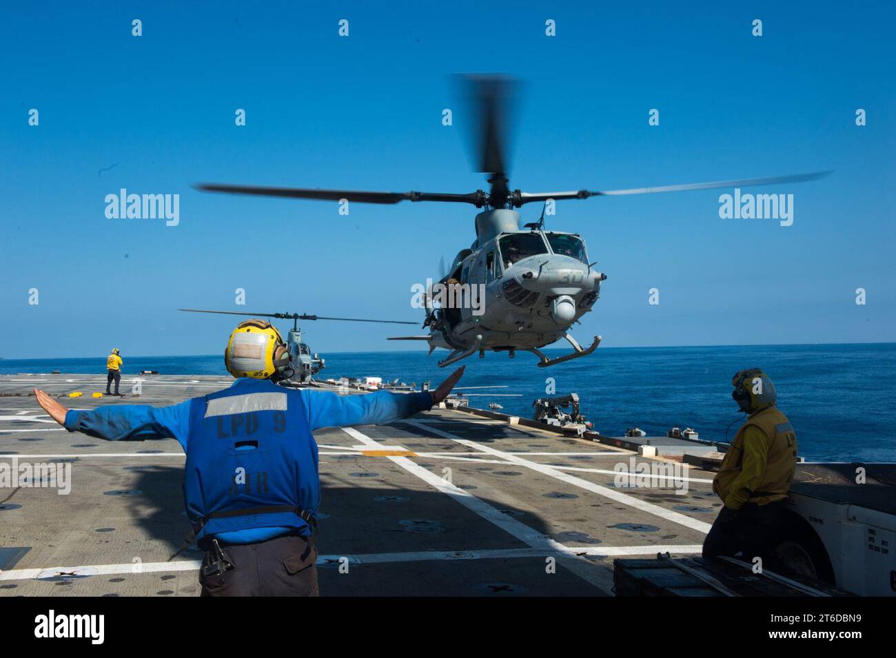 USS Denver flight deck activity 140228 Stock Photo - Alamy