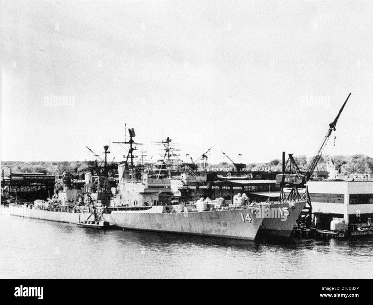 USS Dewey (DLG-14) and USS Preble (DLG-15) fitting out at Bath Iron ...