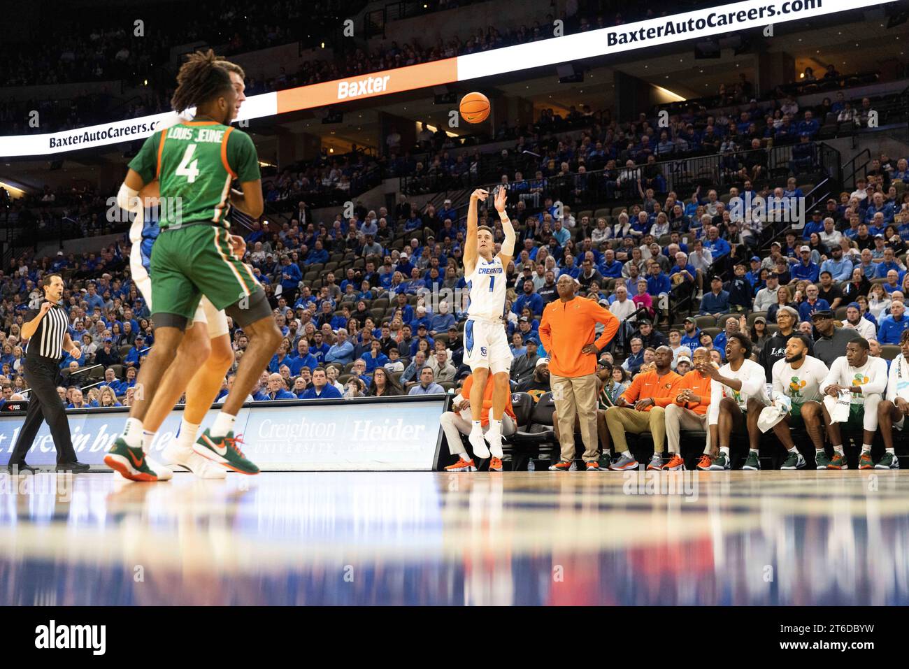 Creighton's Steven Ashworth (1) shoots a three pointer against Florida ...