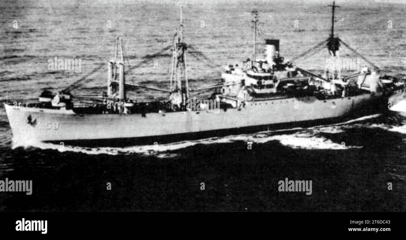 USS Diphda (AKA-59) underway at sea, circa in the 1950s Stock Photo - Alamy