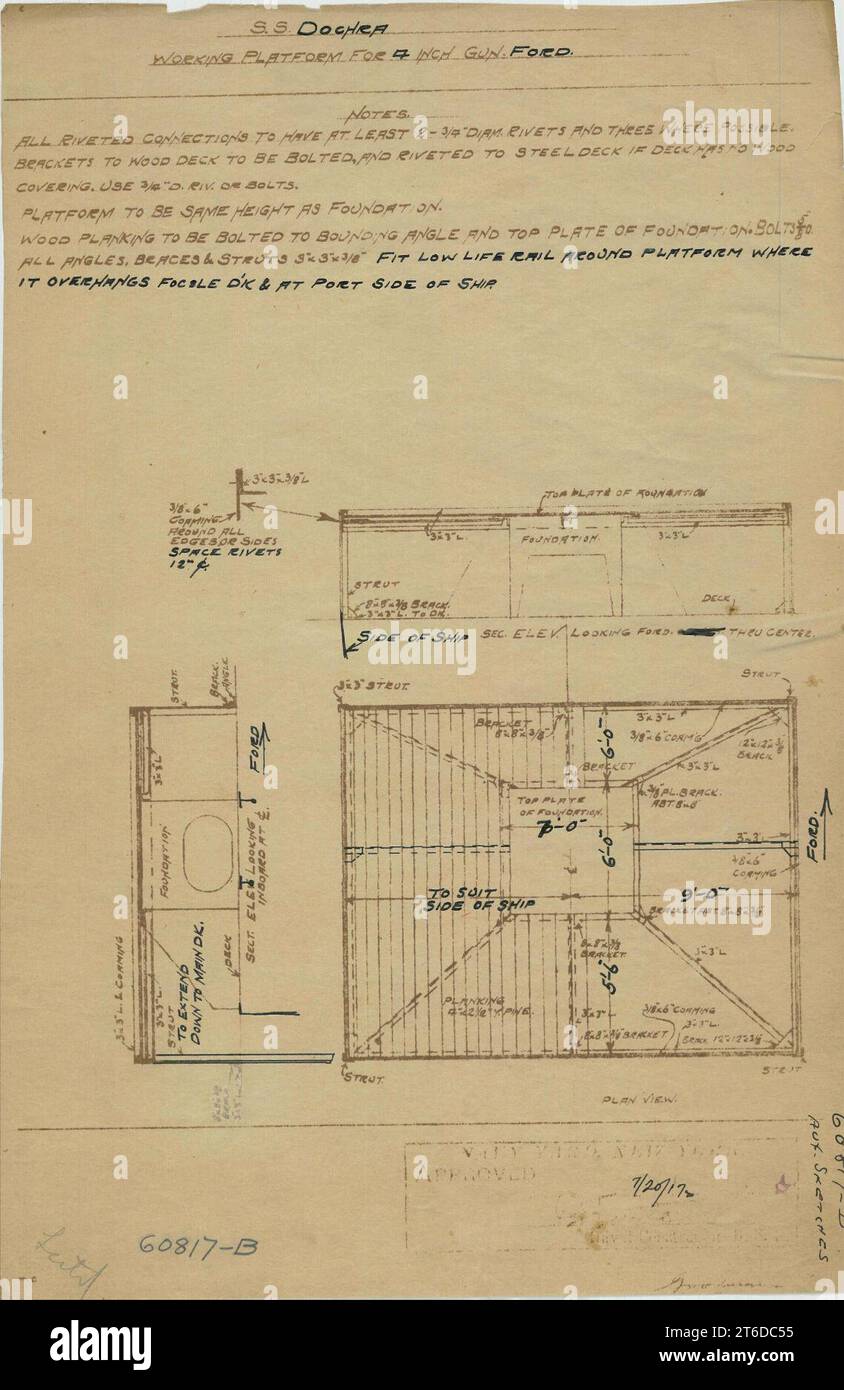 USS Dochra (ID-1758)- Working Platform for 4 inch Gun. Ford Stock Photo ...