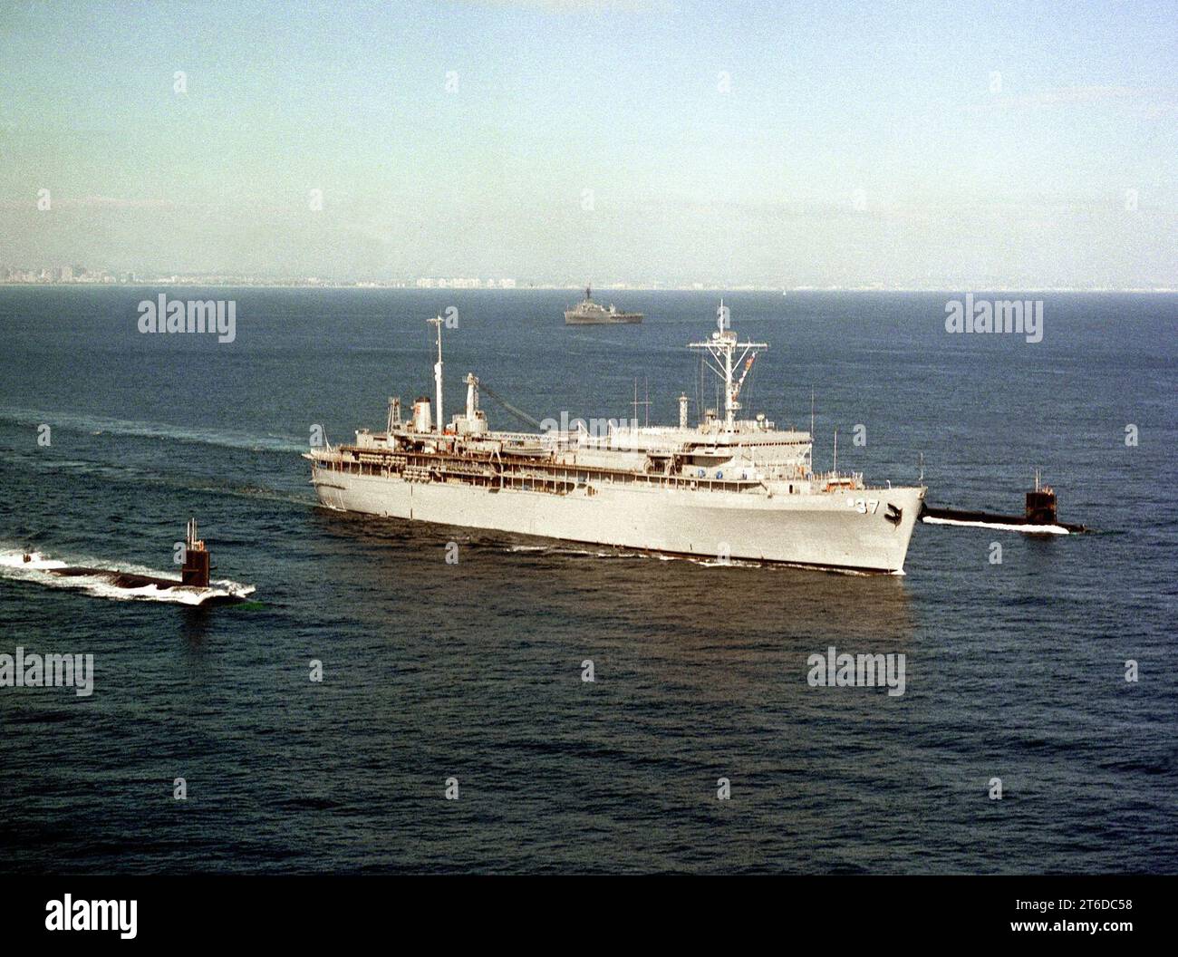 USS Dixon (AS-37) departs San Diego with USS Gurnard (SSN-662) and USS ...