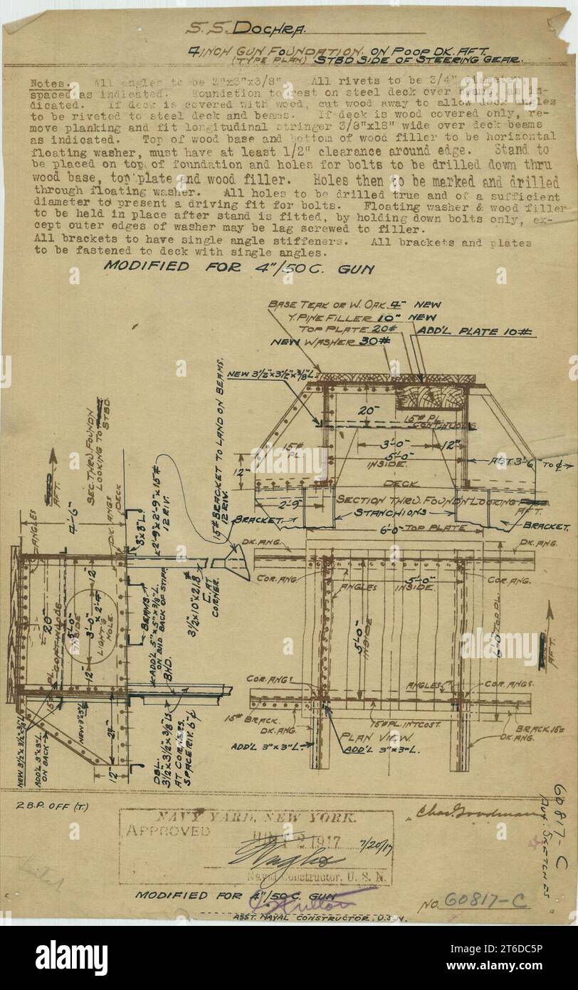 USS Dochra (ID-1758)- 4 Inch Gun Foundation. on Poop Dk. Aft. Stbd Side ...