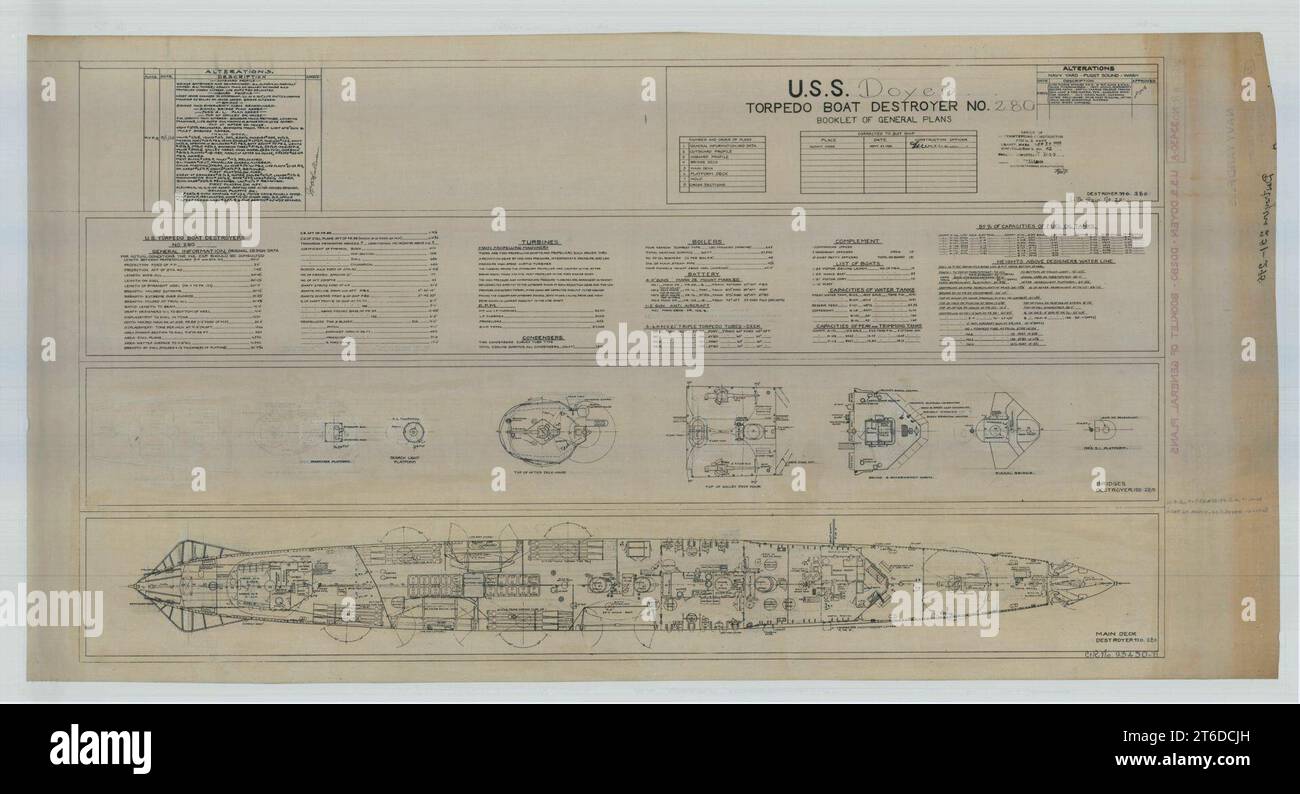 USS Doyen (Torpedo Boat Destroyer) Booklet of General Plans Sheet 1 ...