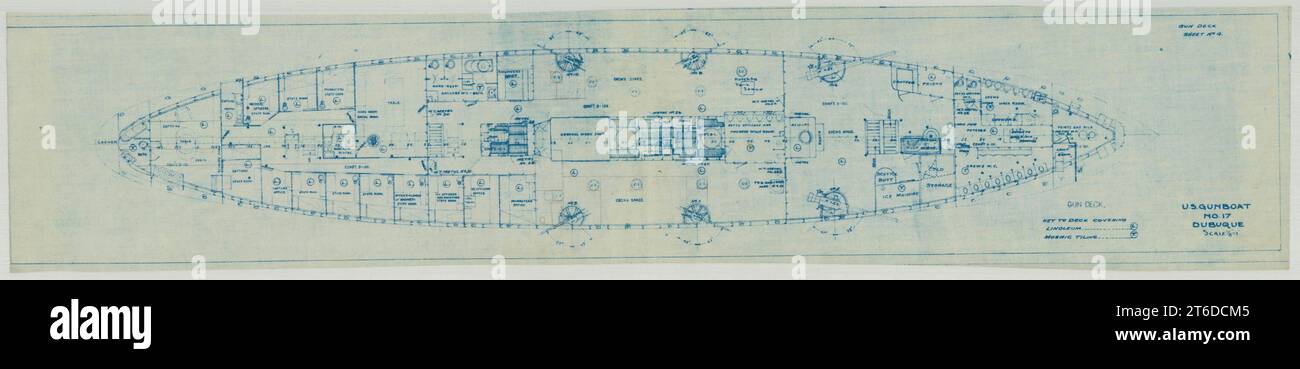 USS Dubuque (PG-17)- Booklet of General Plans - Gun Deck Stock Photo ...