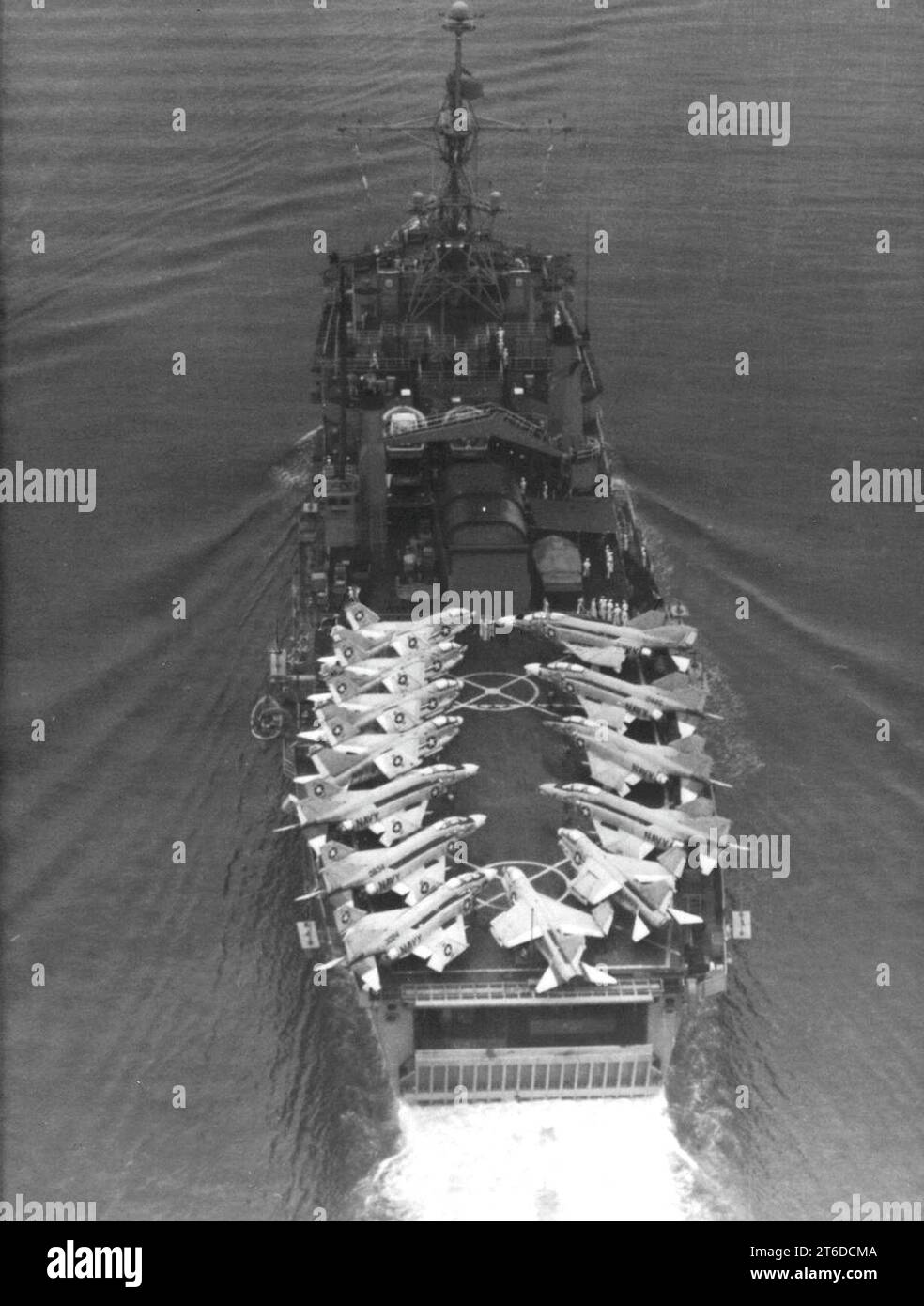 USS Dubuque (LPD-8) transporting aircraft, circa in 1976 Stock Photo ...