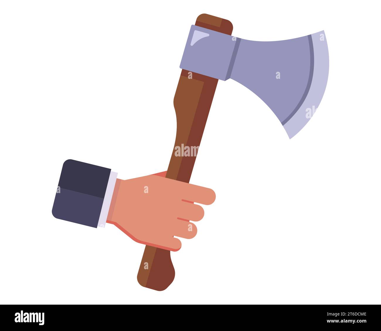 hold an ax in your hand. woodcutter tool. flat vector illustration ...
