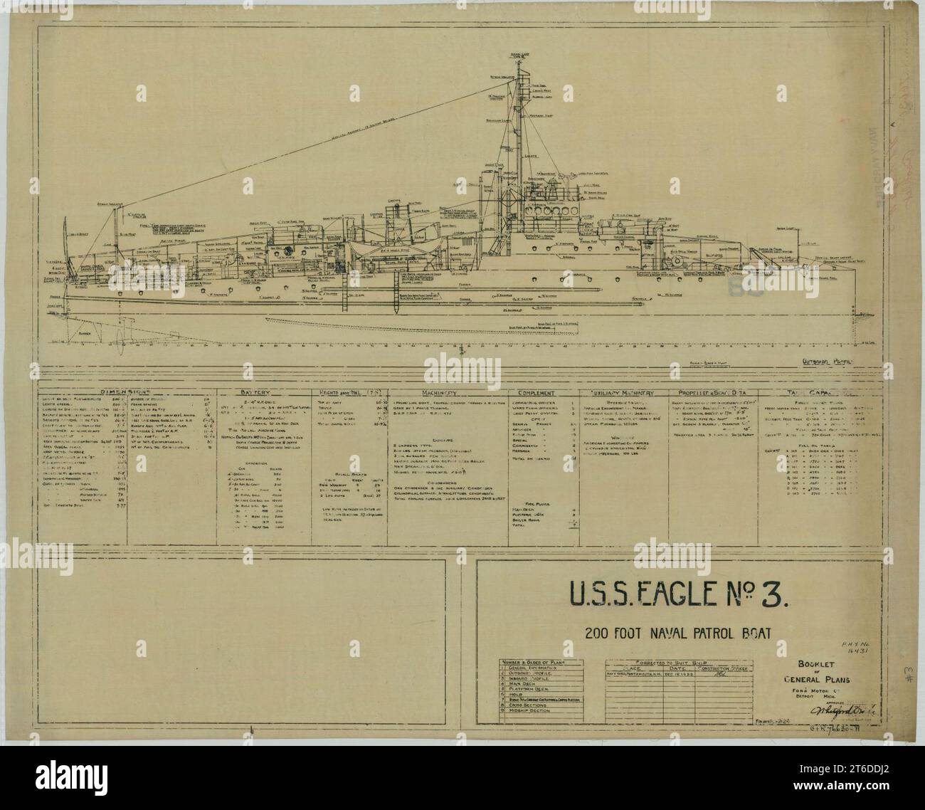USS Eagle 3 (PE-3)- Booklet of General Plans - Outboard Profile ...