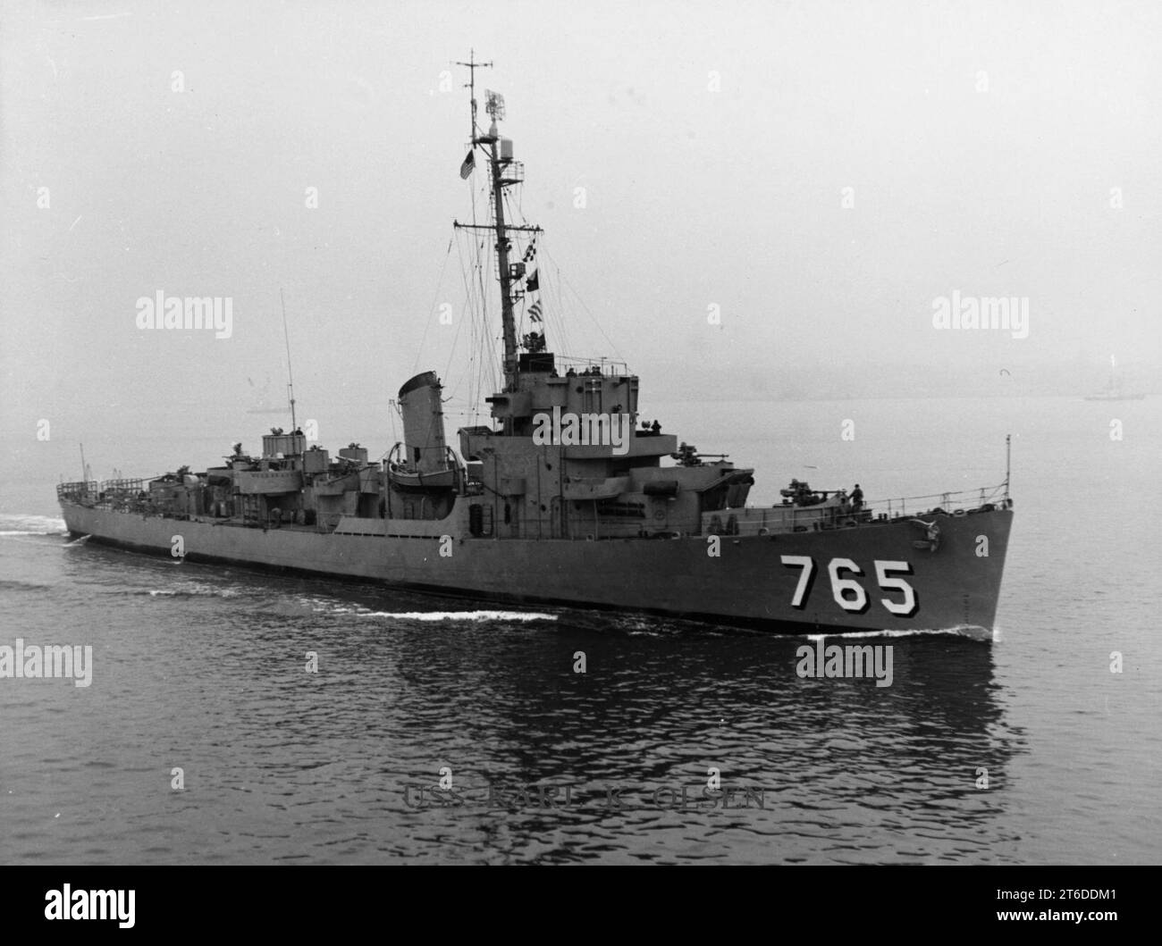 USS Earl K. Olsen (DE-765) underway at sea, circa the mid-1950s Stock ...