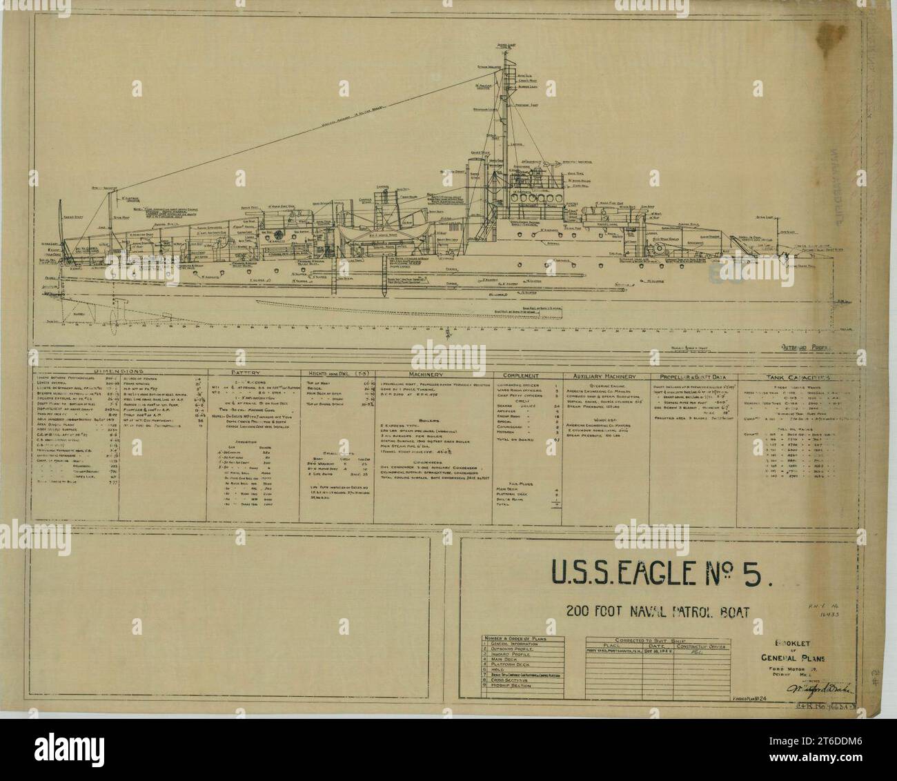 USS Eagle 5 (PE-5)- Booklet of General Plans - Outboard Profile ...