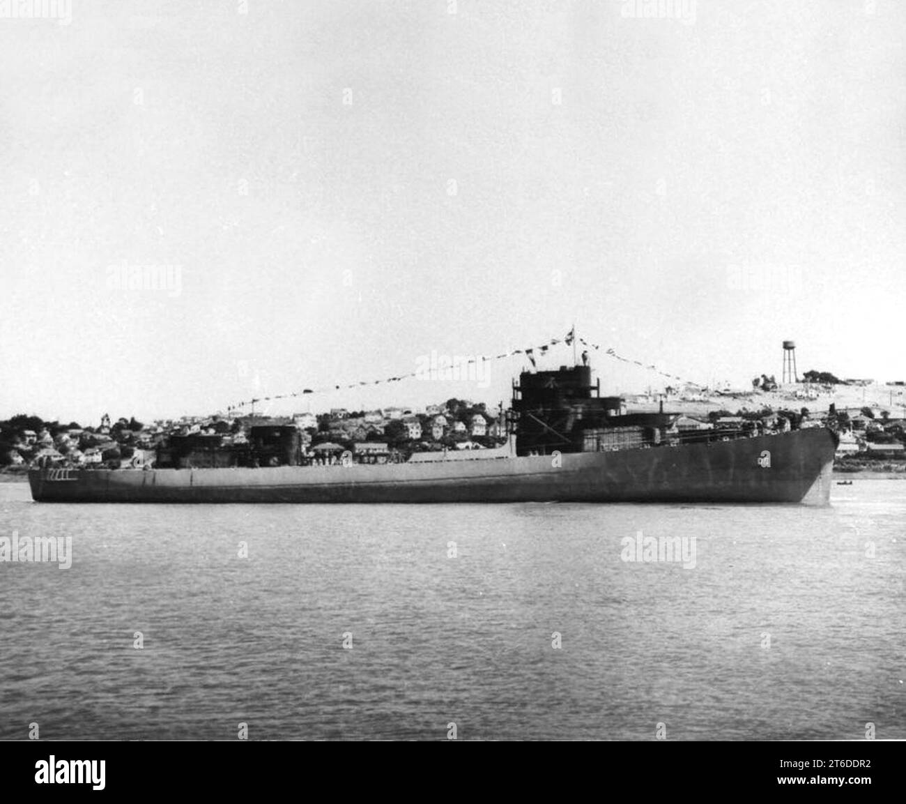 USS Eisele (DE-34) after her launch at the Mare Island Naval Shipyard ...
