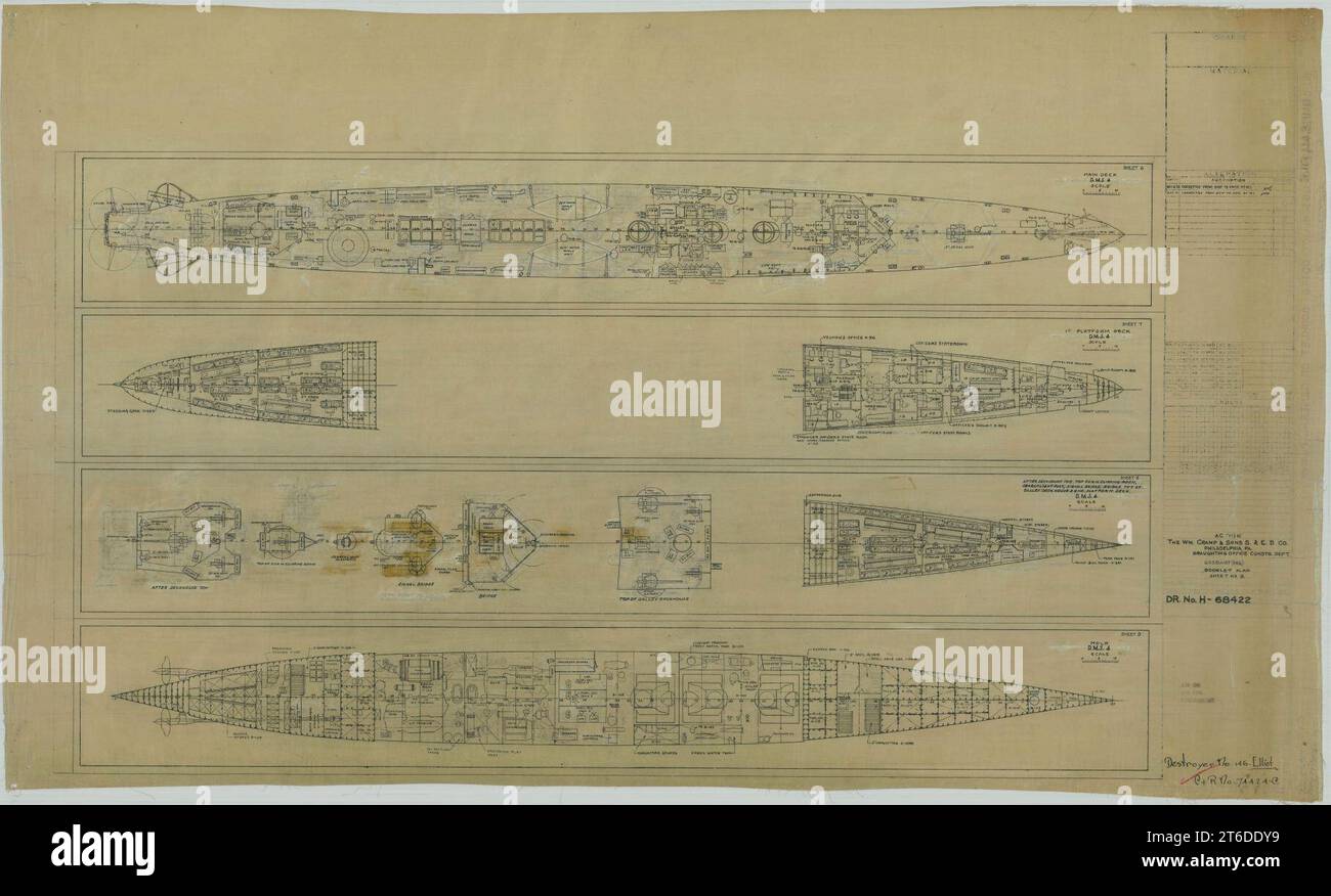 USS Elliot (DD-146)- Booklet of General Plans - Main Deck - 1st ...