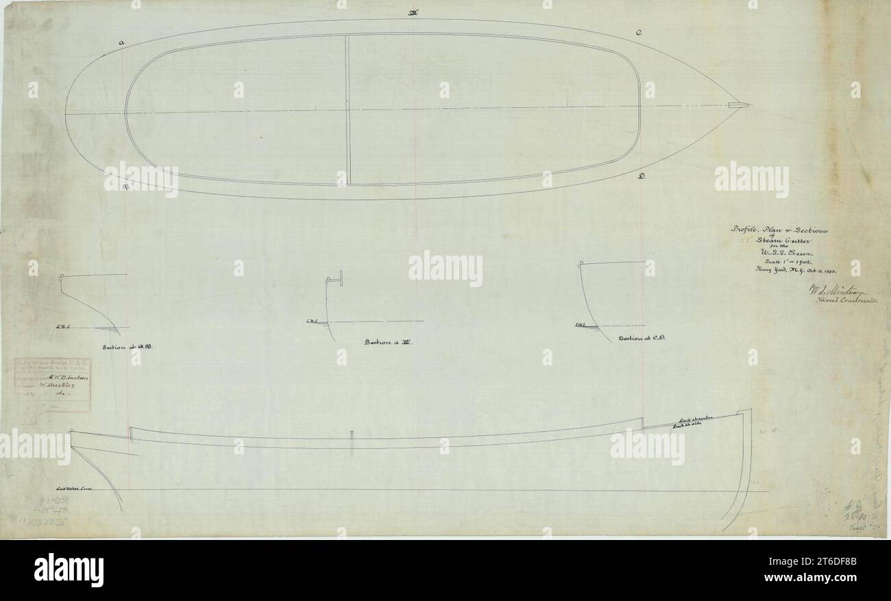 USS Essex- Profile, Plan & Sections of Steam Cutter Stock Photo - Alamy