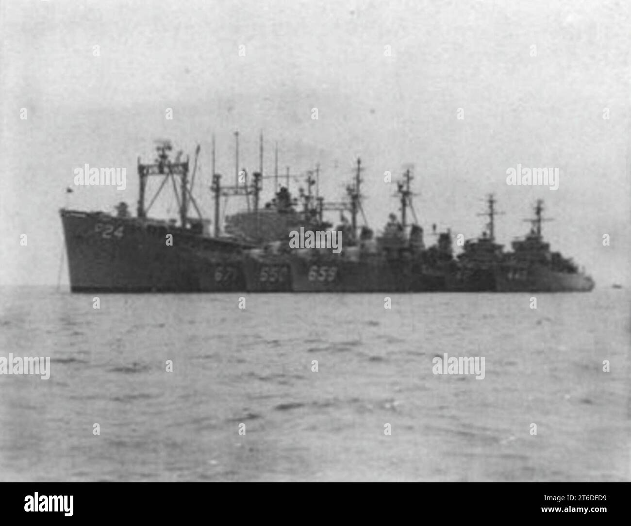 USS Everglades (AD-24) at ancor off Piraeus, Greece, in 1957 Stock ...