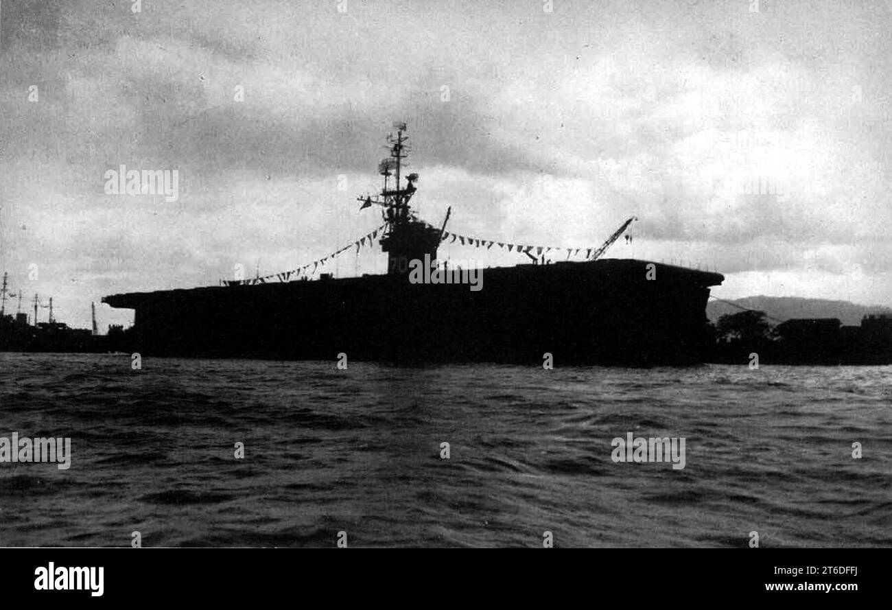 USS Fanshaw Bay (CVE-70) at Pearl Harbor, Hawaii, on 27 October 1945 ...