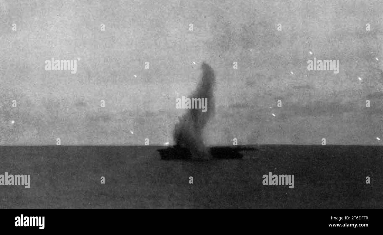USS Fanshaw Bay (CVE-70) is near missed by a bomb, 17 June 1944 Stock ...