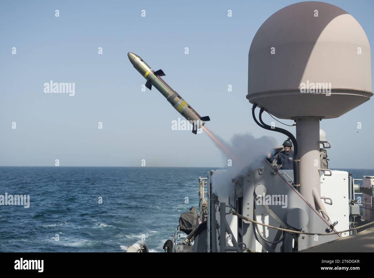 USS Firebolt (PC-10) fires a BGM-176B Griffin missile in June 2015 ...