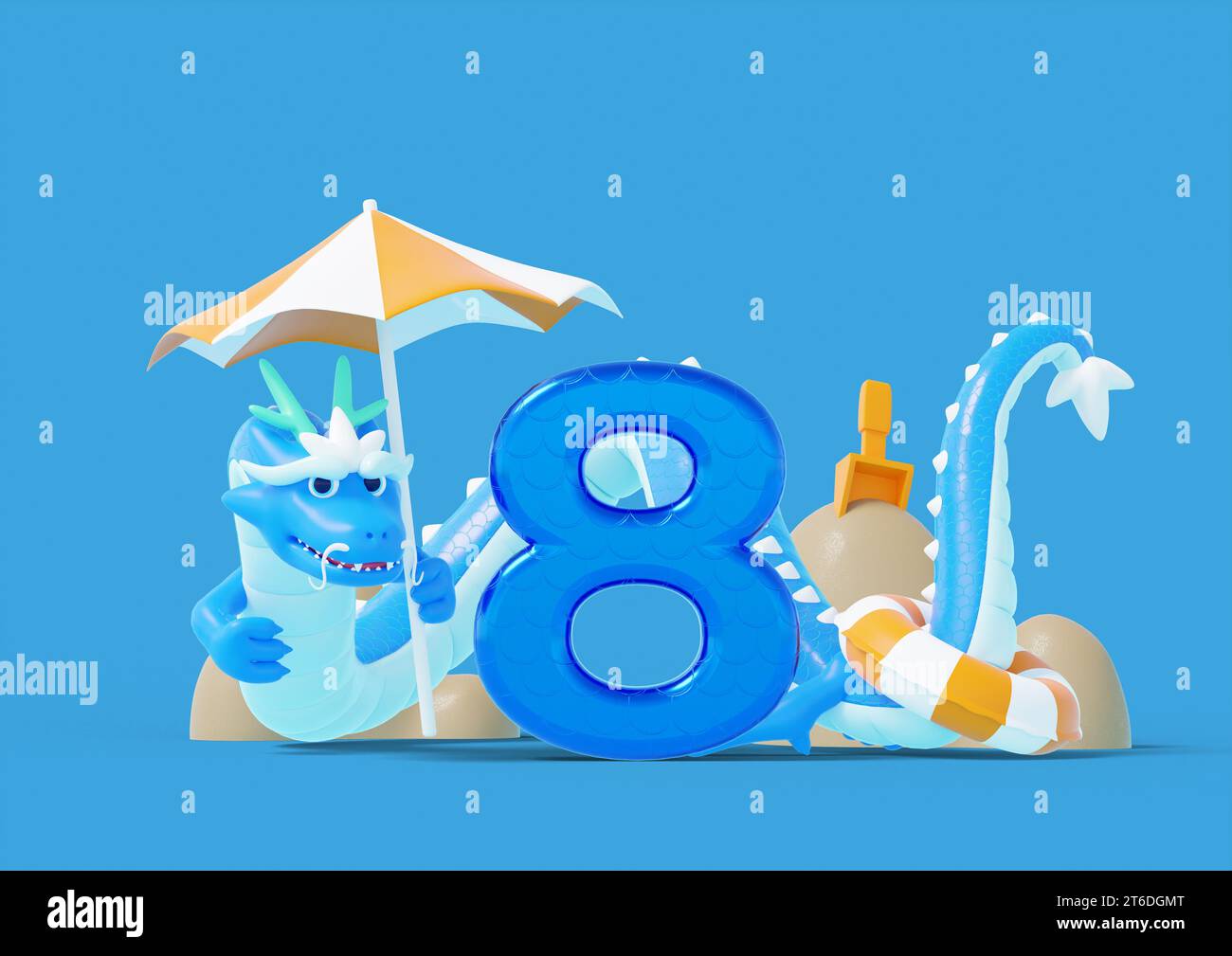 year of the dragon 3d graphic of a blue dragon holding a parasol on a ...