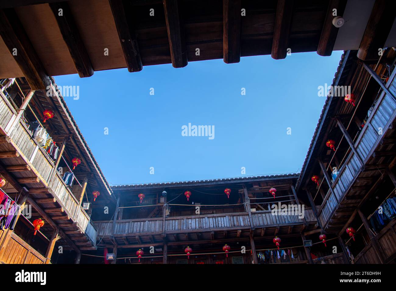 Picture Inside of the square roof Tulou, Fujian, China. Translation ...