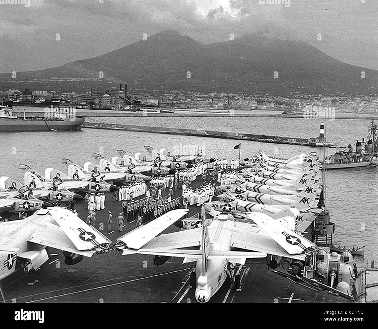 USS Forrestal (CVA-59) forward flight deck off Naples in 1959 Stock ...