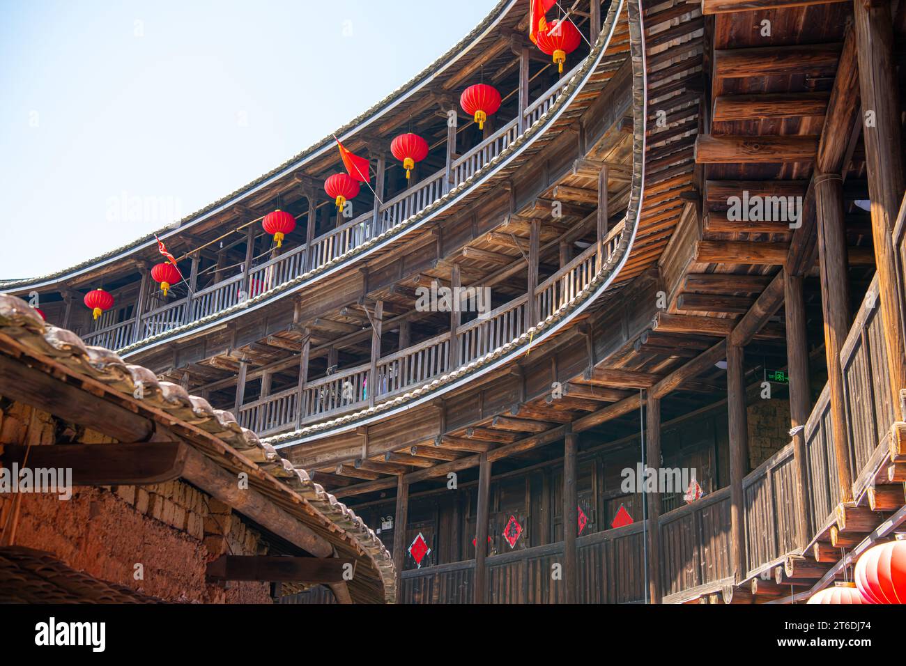 The interior inside Two hundred years old Tulou in Fujian, China. The ...