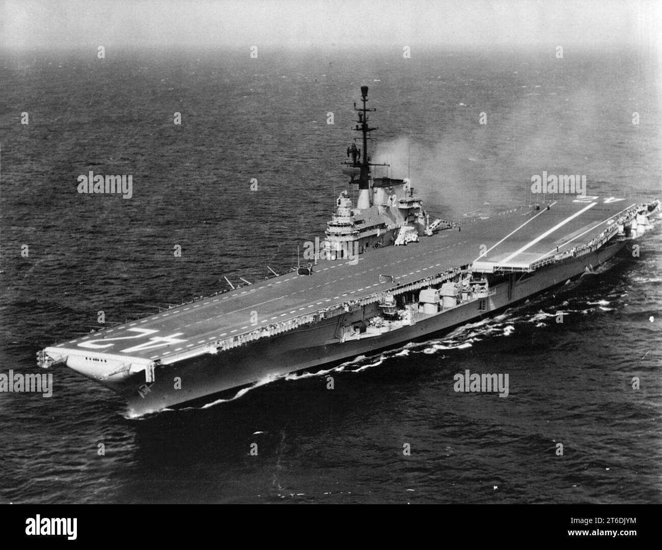 USS Franklin D. Roosevelt (CVA-42) underway at sea, circa in May 1956 ...