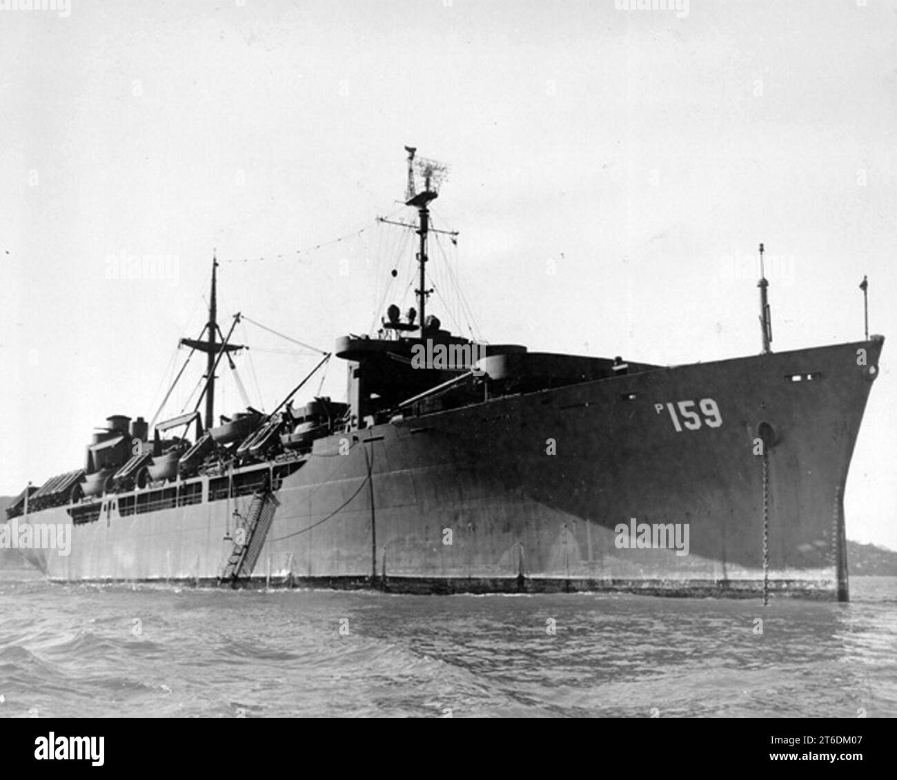 USS General Stuart Heintzelman (AP-159) at anchor, circa in 1945 Stock ...