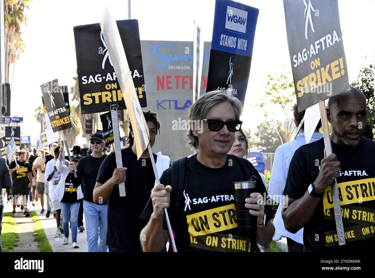 SAG-AFTRA actor union members demonstrate outside Netflix studios, in ...