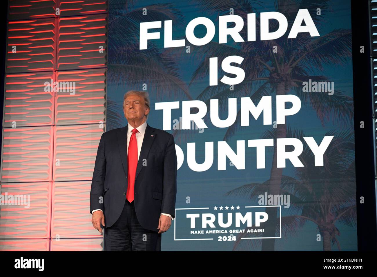 Former President Donald Trump stands on stage at the Republican Party ...