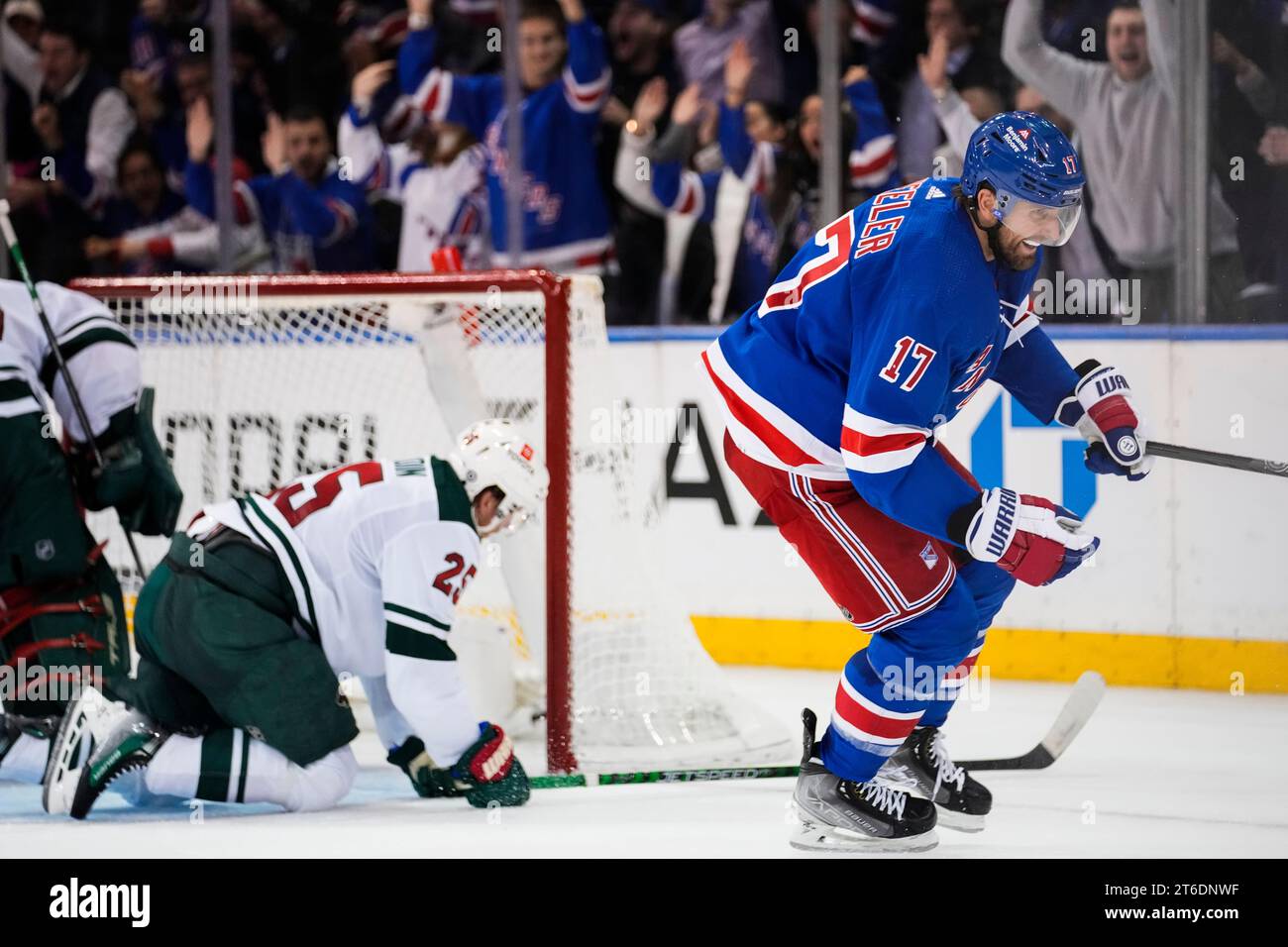 New York Rangers' Blake Wheeler (17) celebrates after scoring as ...