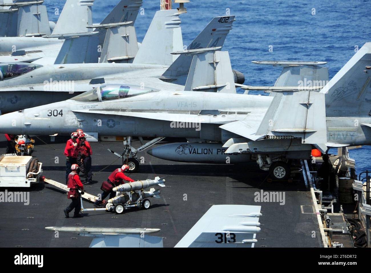 USS George H.W. Bush flight deck operations 140830 Stock Photo - Alamy