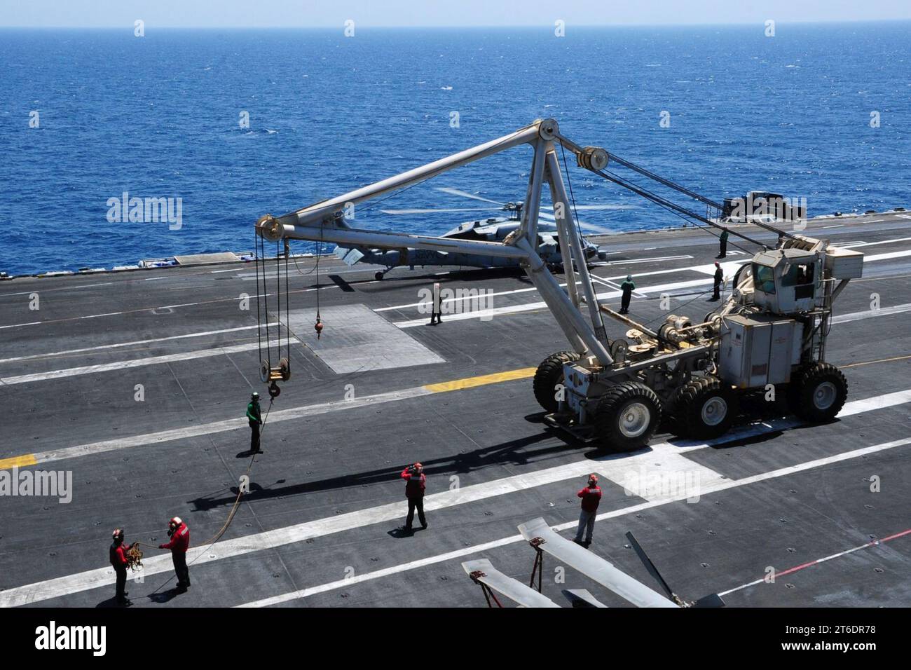 USS George H.W. Bush flight deck operations 140807 Stock Photo - Alamy