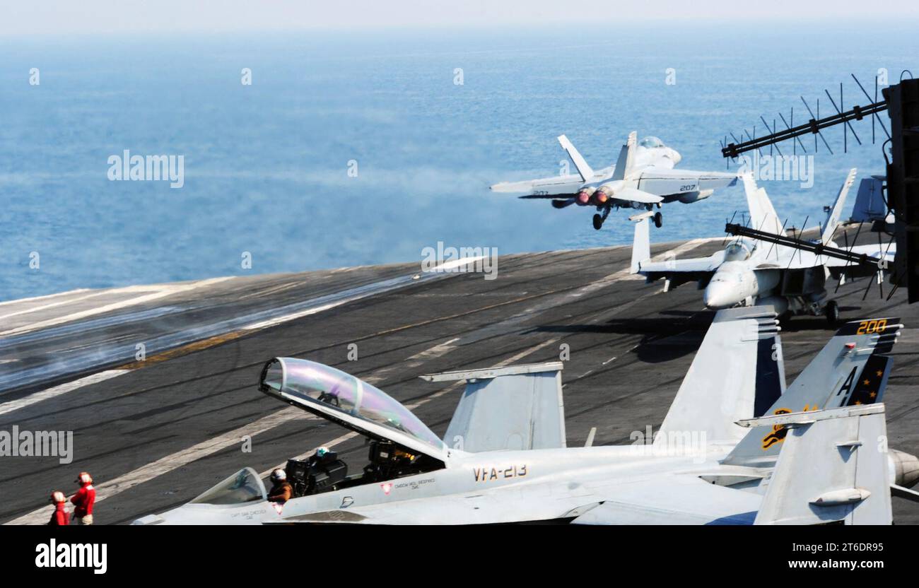USS George H.W. Bush flight operations 140621 Stock Photo - Alamy