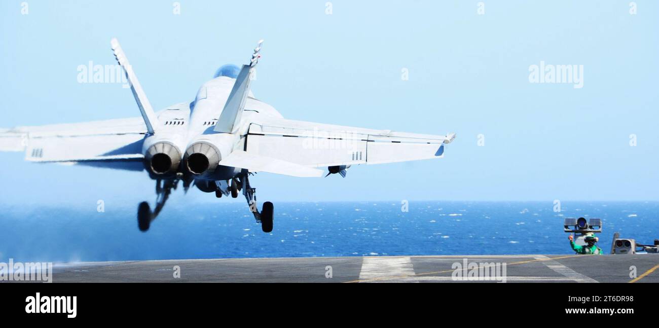 USS George H.W. Bush flight operations 140728 Stock Photo - Alamy