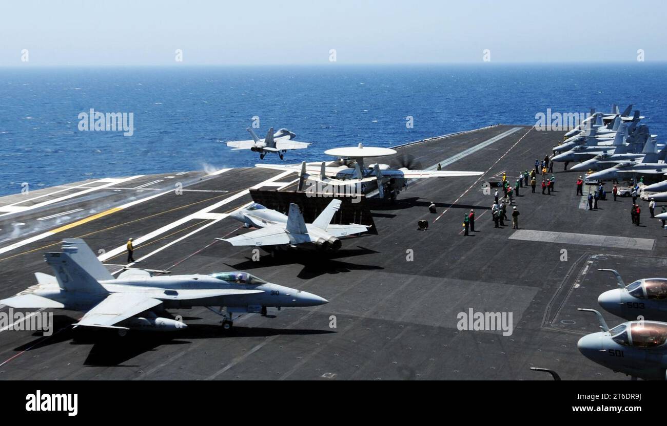 USS George H.W. Bush flight operations 140807 Stock Photo - Alamy