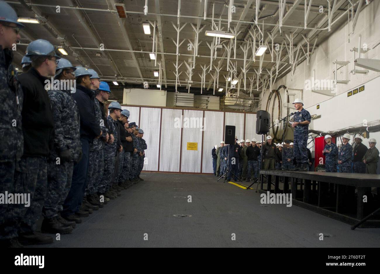 USS George Washington all-hands call 150227 Stock Photo - Alamy