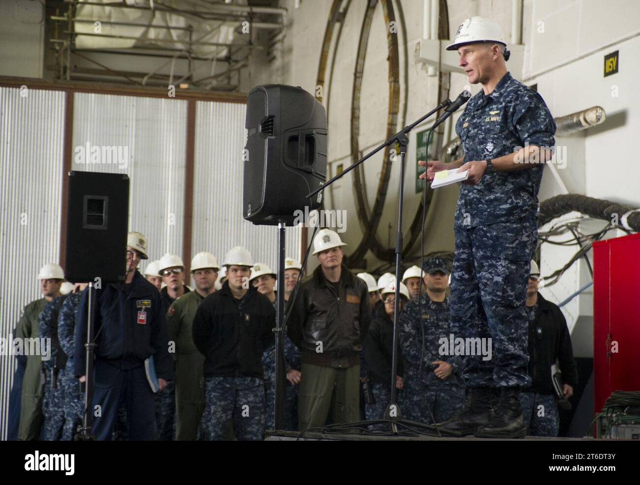 USS George Washington all-hands call 150227 Stock Photo - Alamy