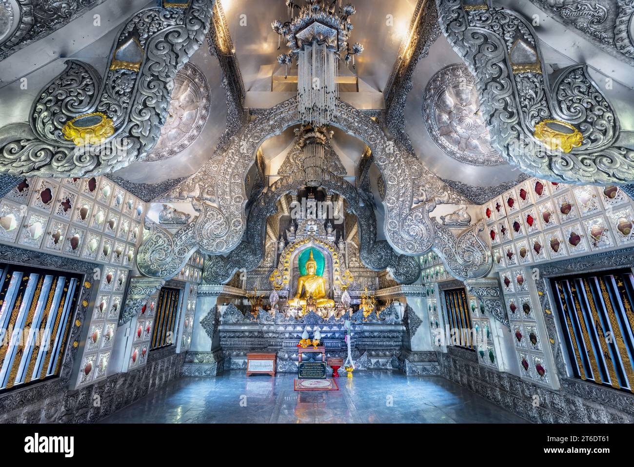 Interior of Wat Sri Suphan,silver metal Buddhist temple,Chaingmai old ...