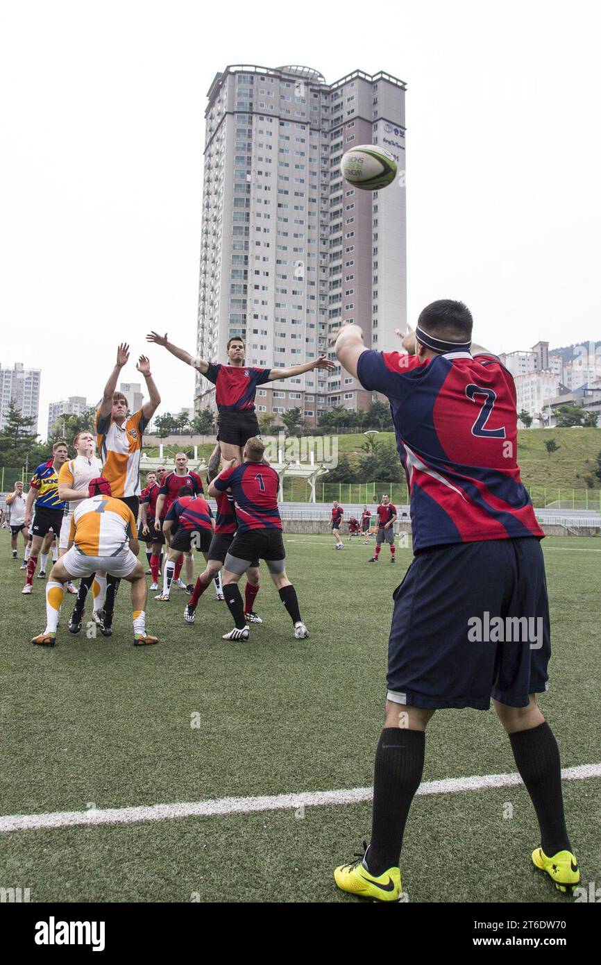 USS George Washington rugby club competes in tournament 140712 Stock ...