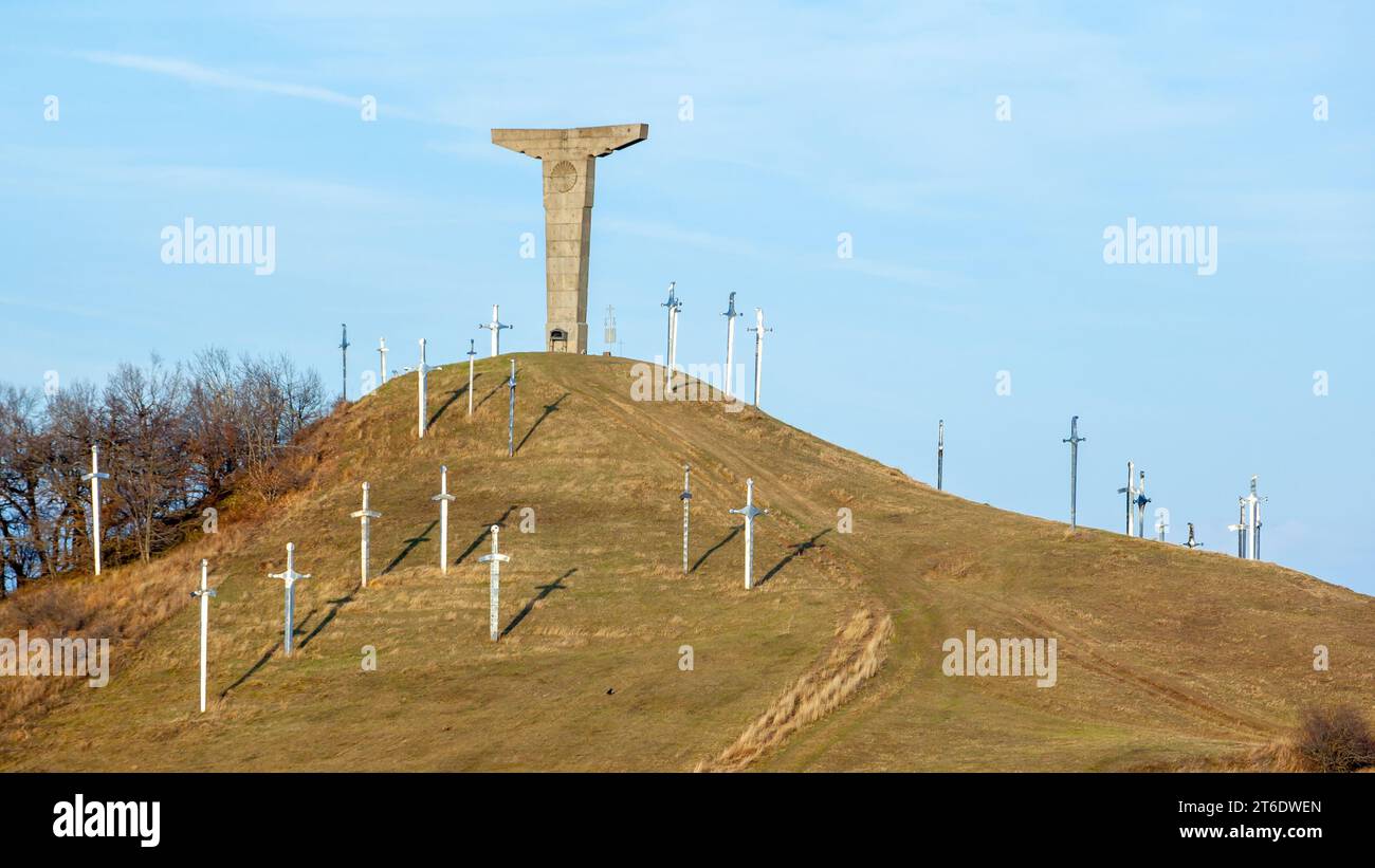 Famous Didgori battle monument with giant swards and sculptures ...