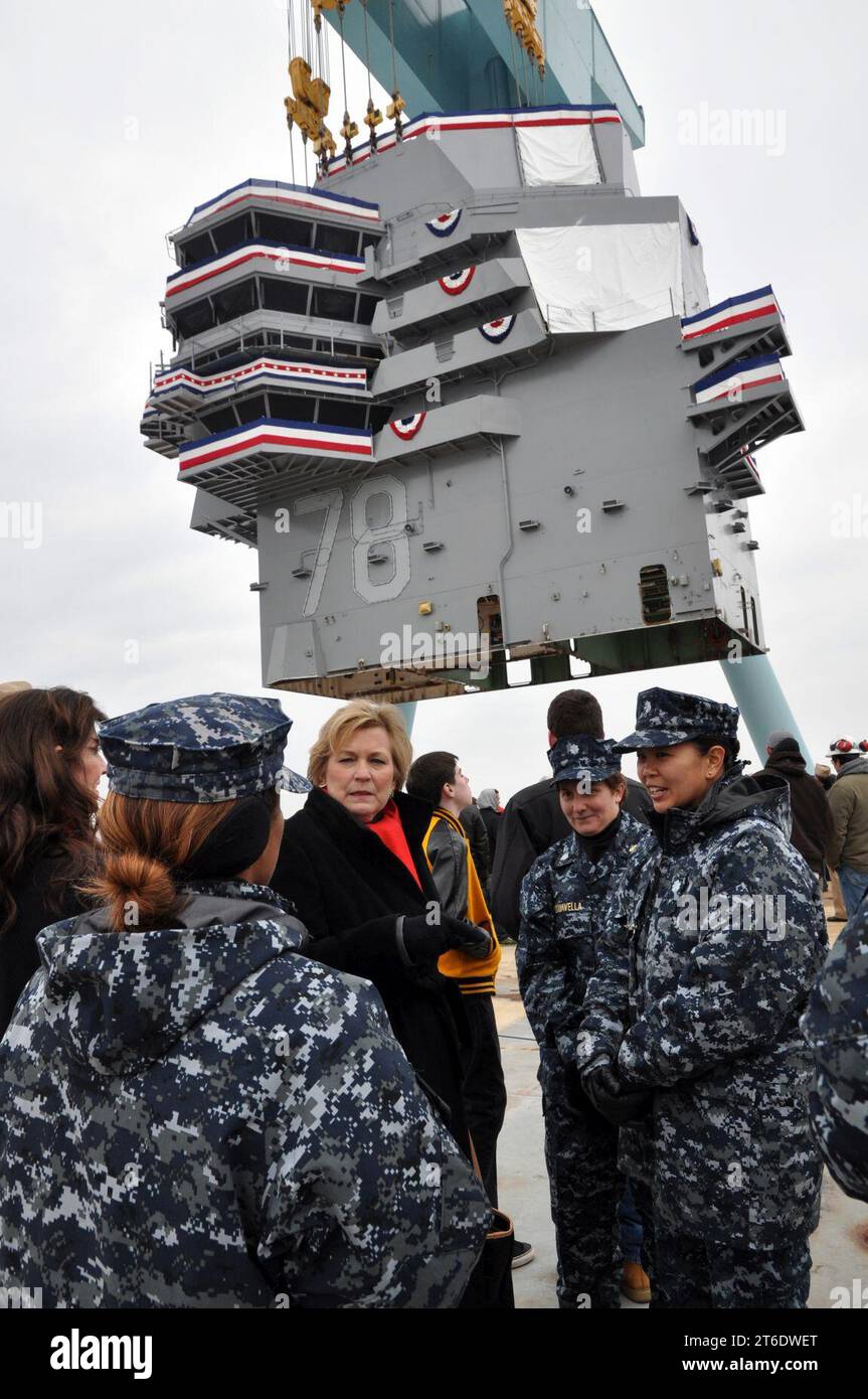 USS Gerald R. Ford island installation with Susan Ford Bales Stock ...
