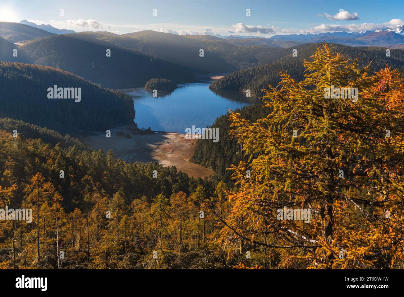 Aerial view of Potatso Pudacuo National Park in Shangri-la Yunnan ...