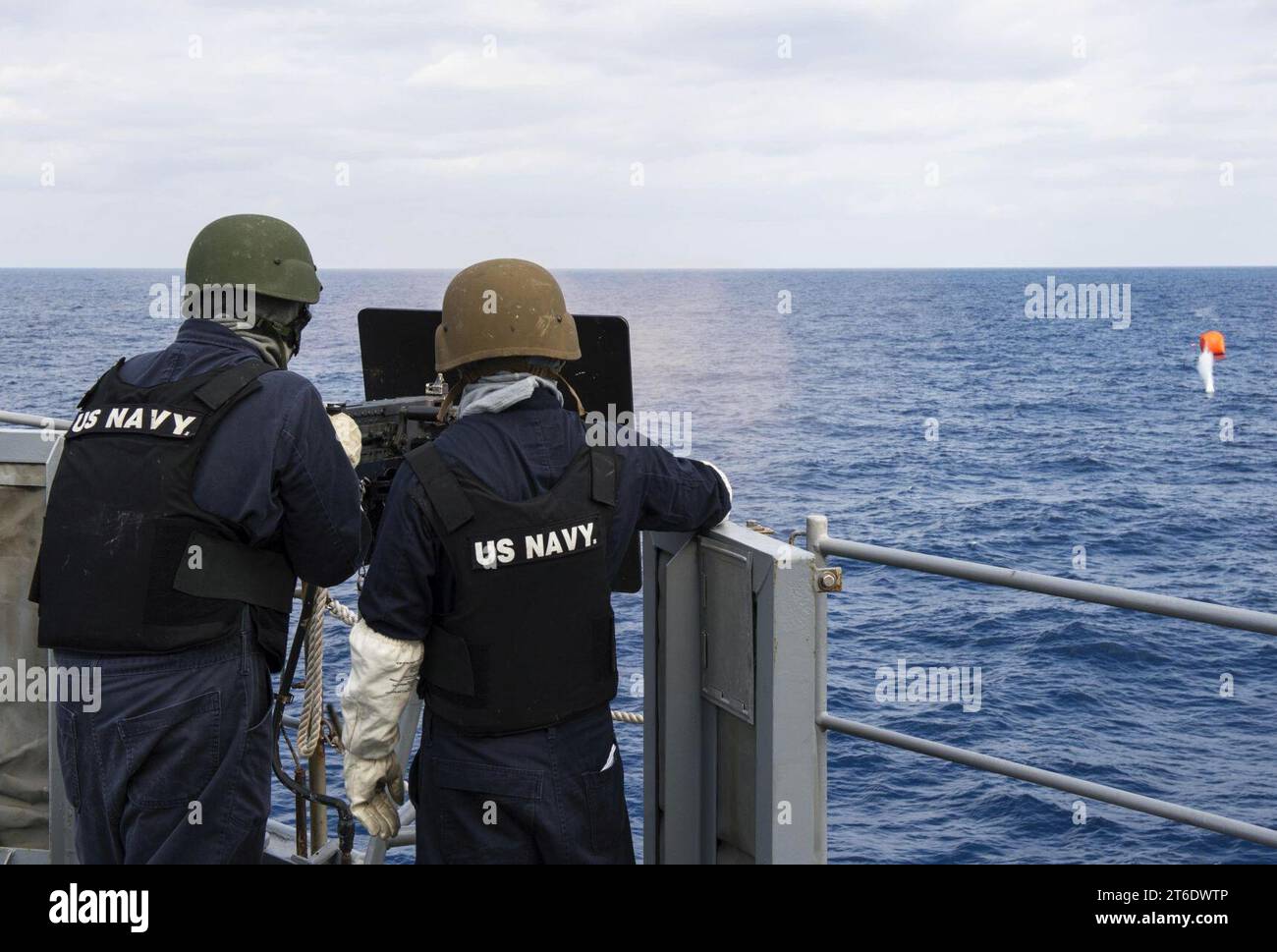 USS Germantown crew-served weapons qualification shoot 141024 Stock ...