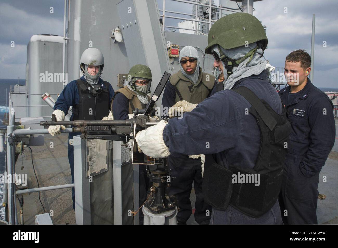USS Germantown crew-served weapons qualification shoot 141024 Stock ...