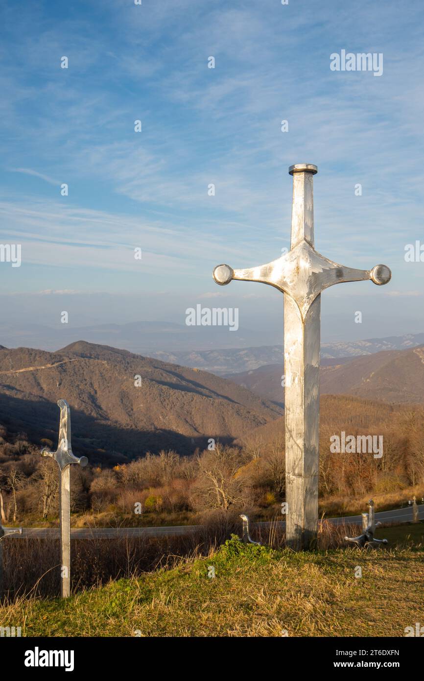 Famous Didgori battle monument with giant swards and sculptures ...