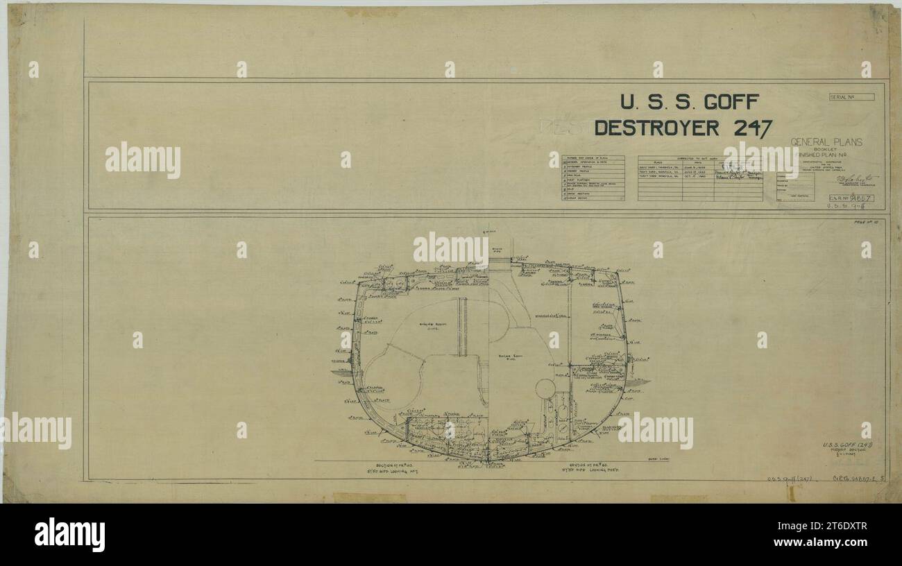 USS Goff (DD-247)- Booklet of General Plans - Cover Sheet - Midship ...
