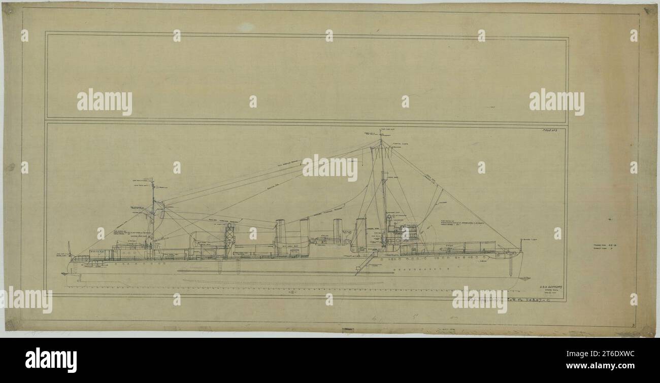 USS Goff (DD-247)- Booklet of General Plans - Outboard Profile Stock ...
