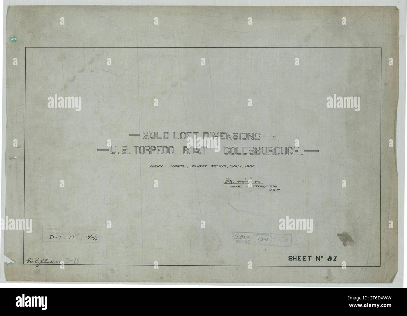 USS Goldsborough (DD-188)- Mold Loft Dimensions Stock Photo - Alamy
