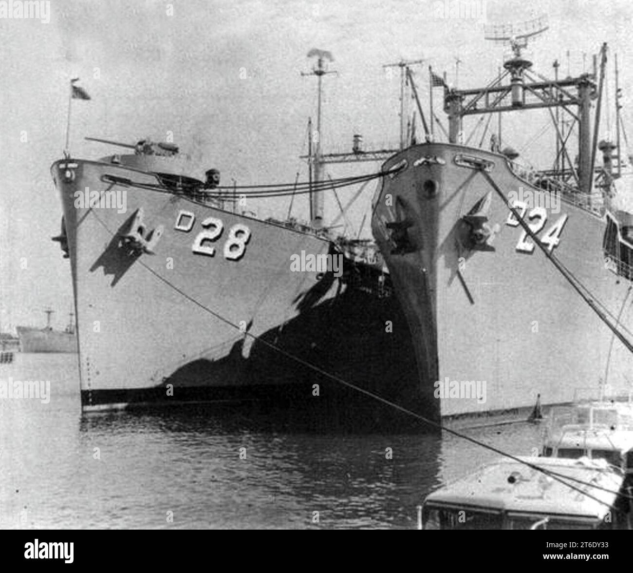 USS Grand Canyon (AD-28) and USS Everglades (AD-24) at anchor in ...