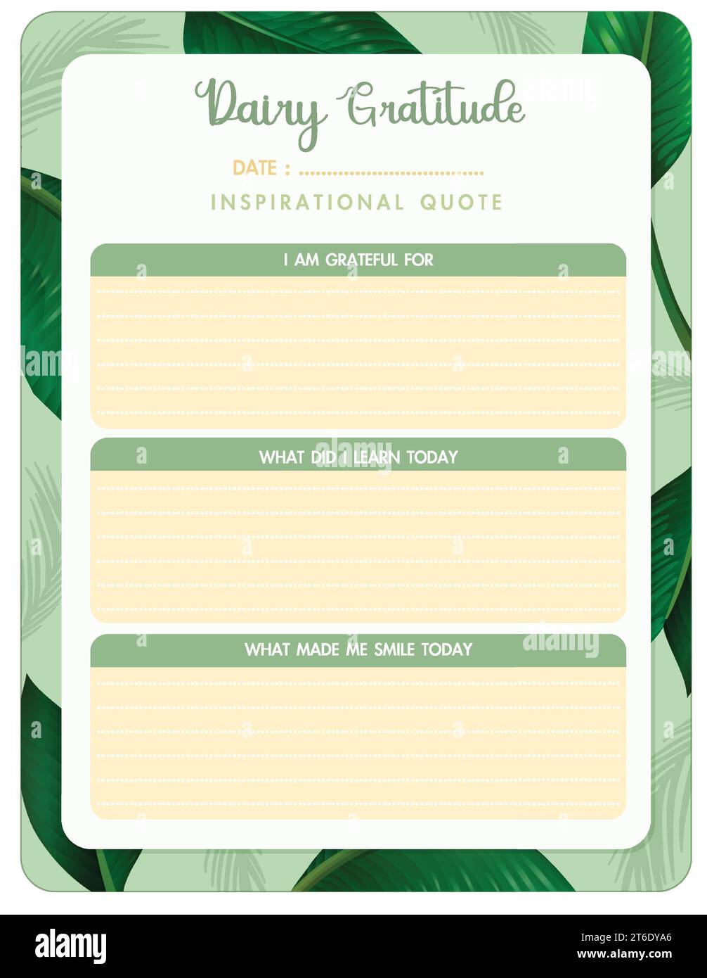 A green background with tropical plants for a gratitude metal diary ...